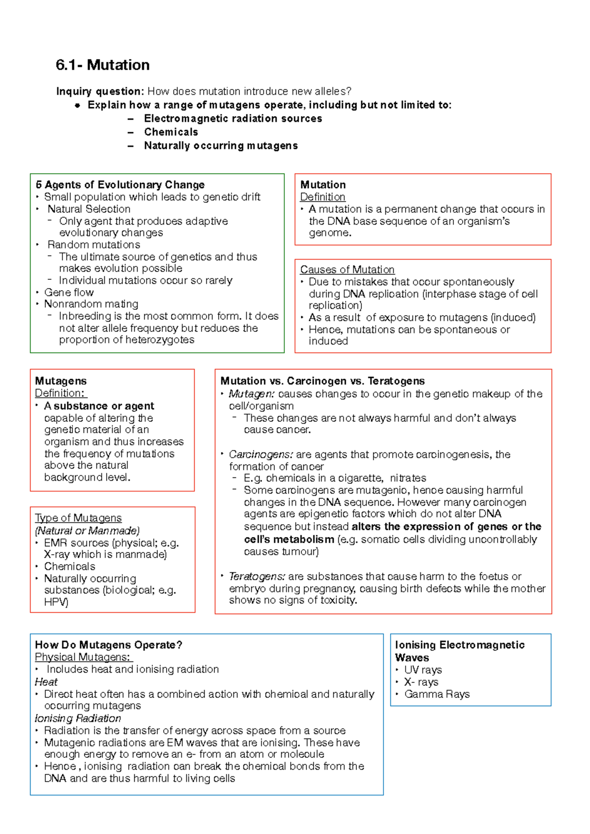 Module 6 - Mutation and Evolutionary Change Notes - Studocu