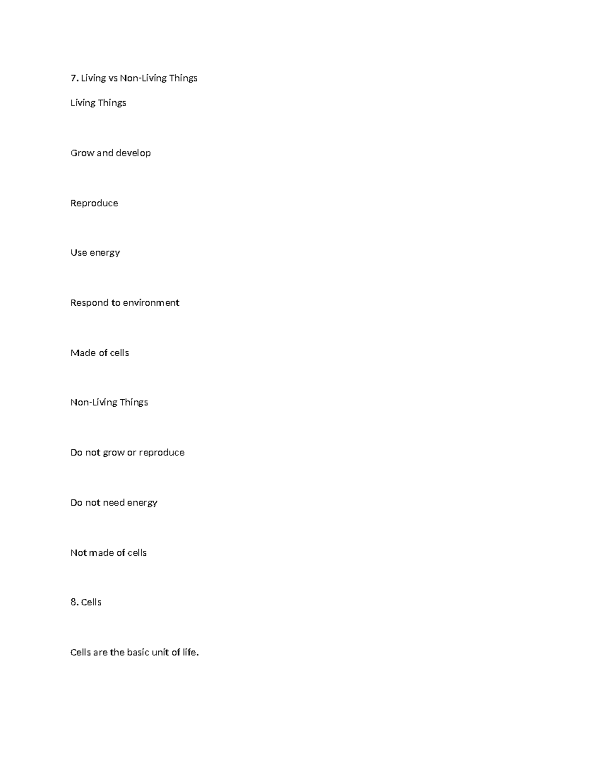 Biology Notes 3: Living vs Non-Living Things, Cells, Ecosystems - Studocu