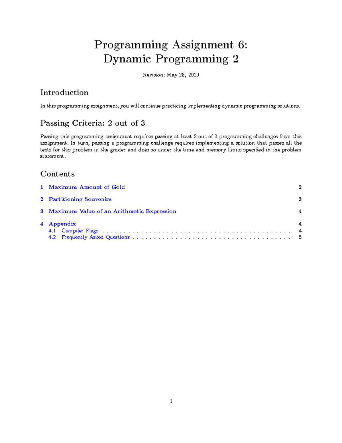 Programming Assignment 6: Dynamic Programming Techniques and Solutions ...