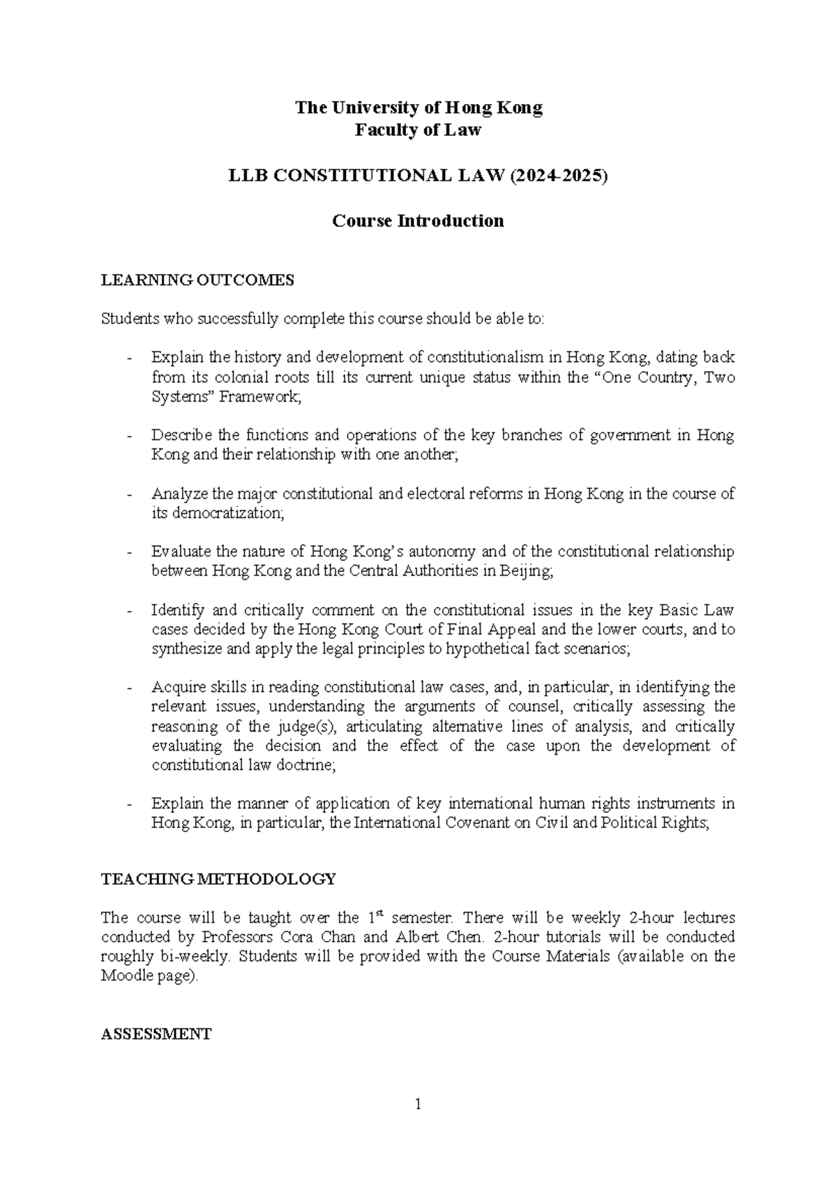 LLB Constitutional Law Syllabus: Course Overview & Learning Outcomes ...