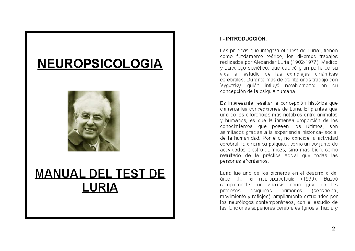 Manual de luria - NEUROPSICOLOGIA MANUAL DEL TEST DE LURIA I ...