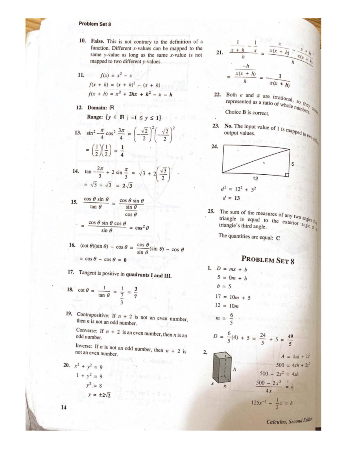 Problem Set 8: Understanding Functions and Trigonometric Identities ...