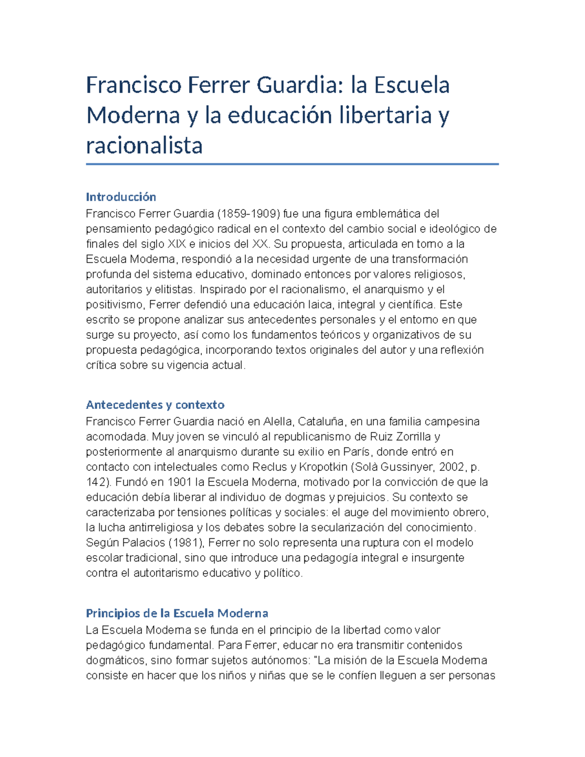 Francisco Ferrer Guardia: La Escuela Moderna y Educación Libertaria ...