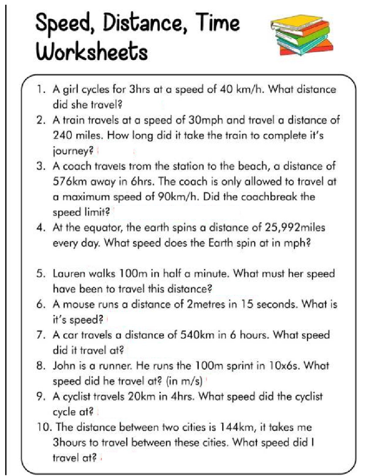 Speed, Distance, Time - Quiz Worksheets - Studocu