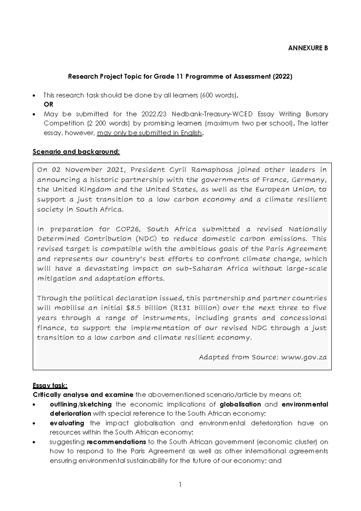 Dcf0005-2022 - Grade 11 Research Project: Globalisation & Environment ...