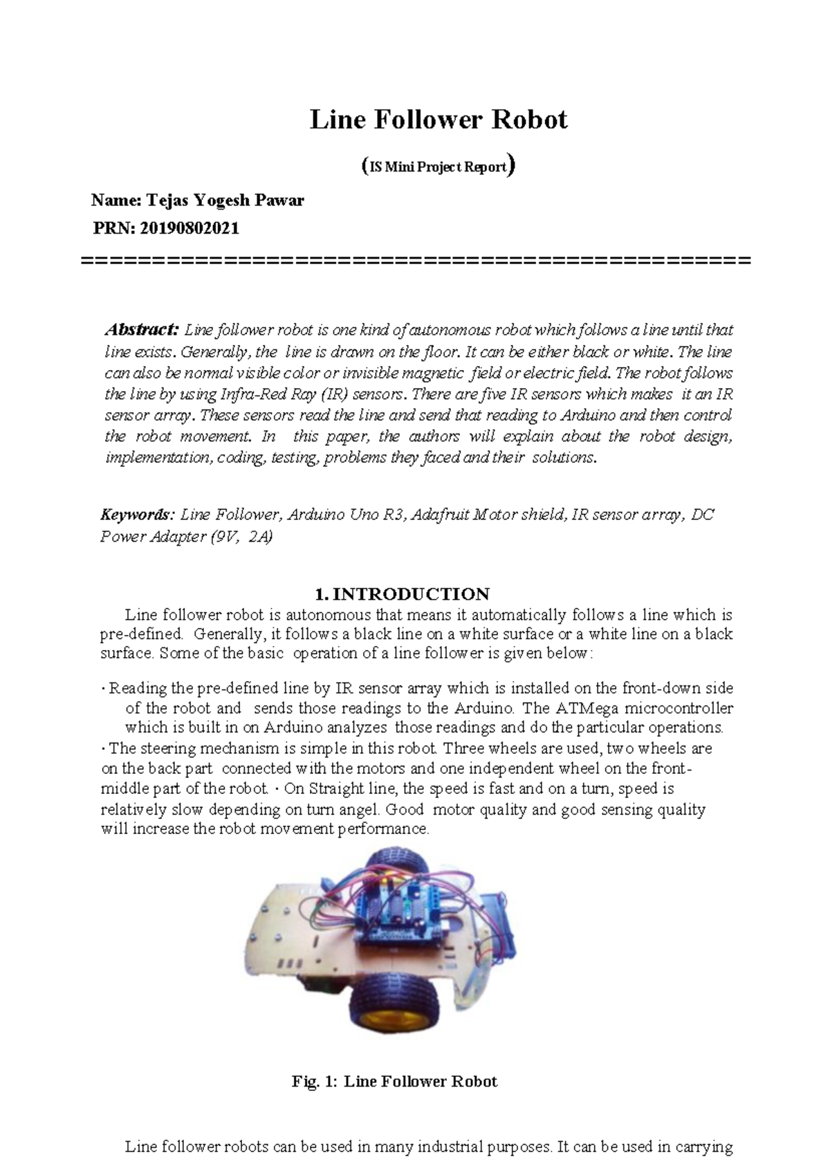 Line Following Robot Project Report - Computer Engineering - Studocu