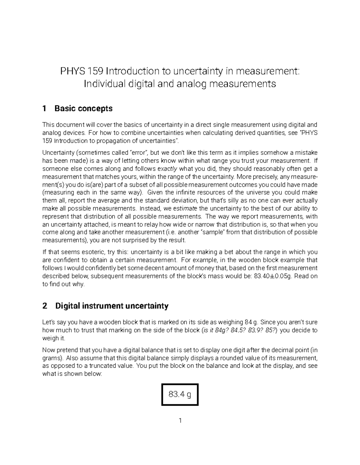 PHYS 159 Final Exam: Understanding Uncertainty in Measurements - Studocu