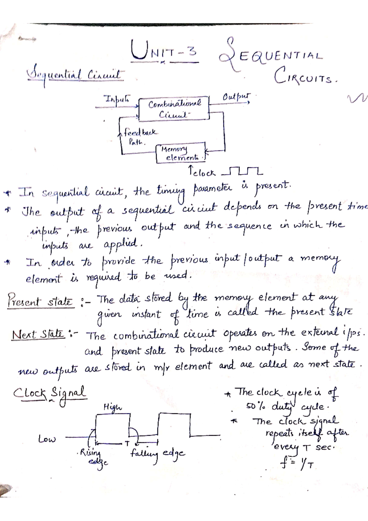 Unit 3 part-1 - Digital Electronic - UNIT 3 SEQUENTIAL Sequential Circuit CIRCUITS. Inputs ...