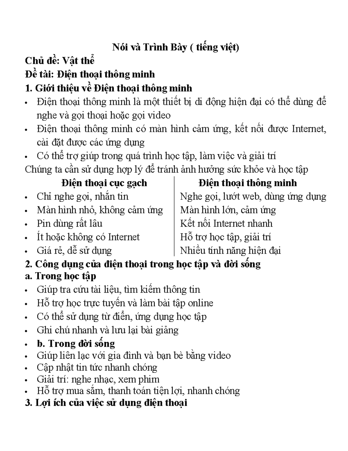 Nói và Trình Bày: Điện Thoại Thông Minh và Ứng Dụng Trong Đời Sống ...
