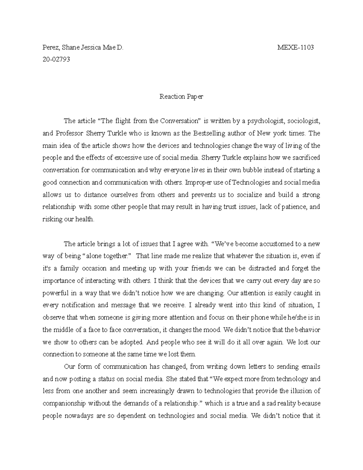 Formative Assessment Reaction Paper Task Sheet Prepare to React and Act ...