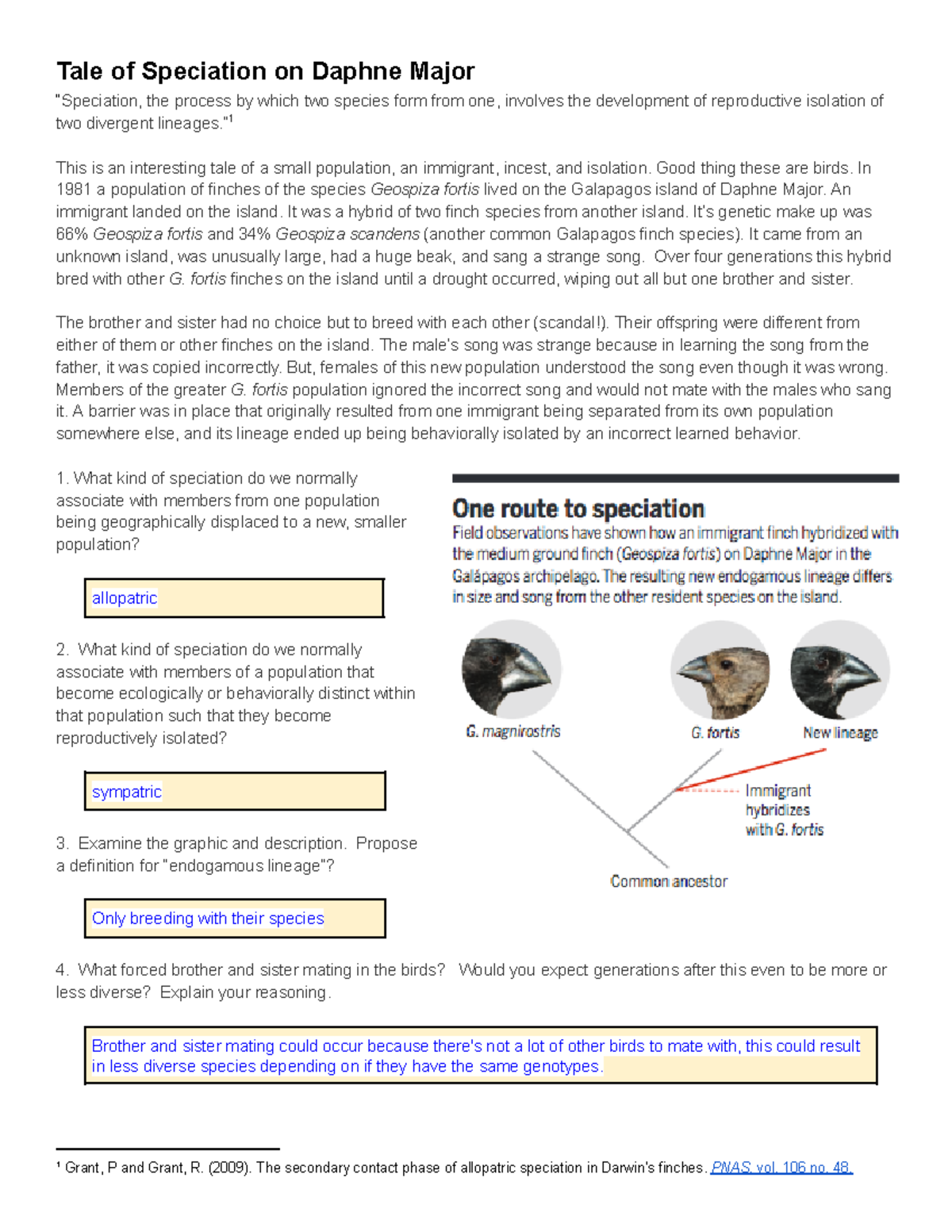 AP-Case Study on Speciation in Daphne Major Finches - Studocu