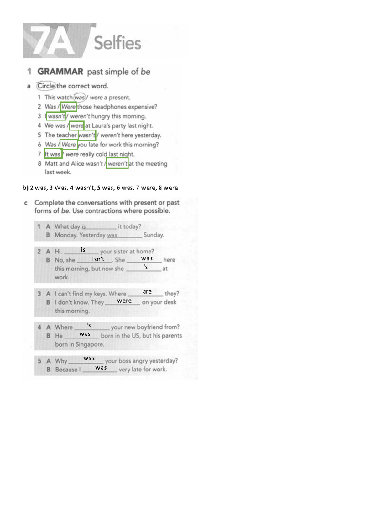 Workbook 7A-8A: Grammar and Vocabulary Exercises by Milton Calle - Studocu