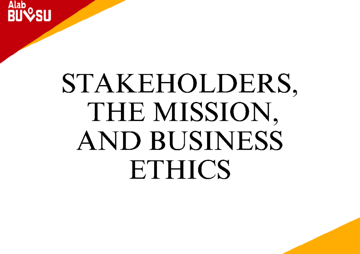 Strategic Management Lesson 3: Stakeholders & Mission Statement ...