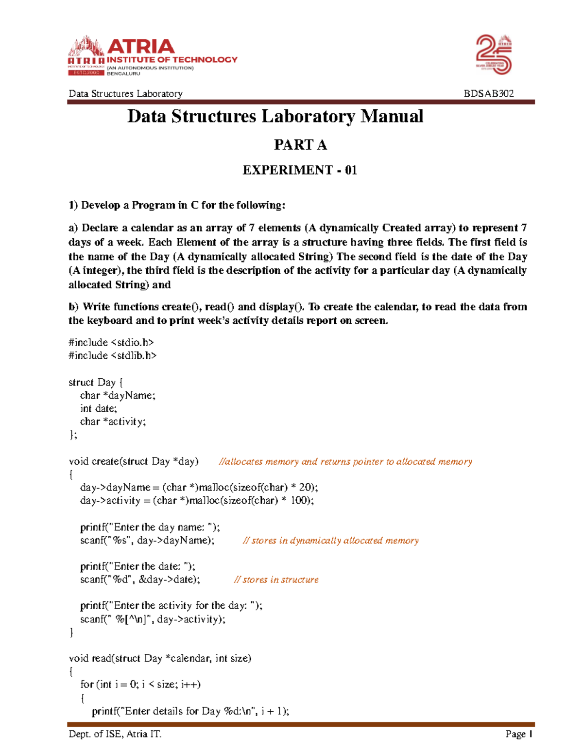Data Structures Laboratory BDSAB302: Comprehensive Lab Manual - Studocu