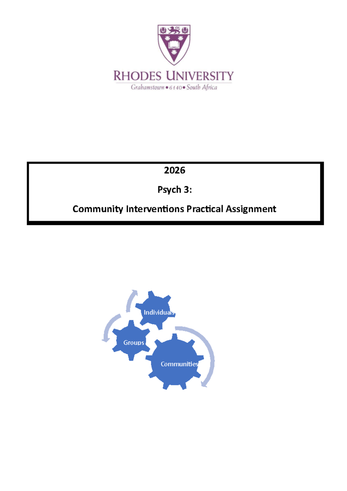 2026 Psych 3: Community Interventions Practical Task Overview - Studocu