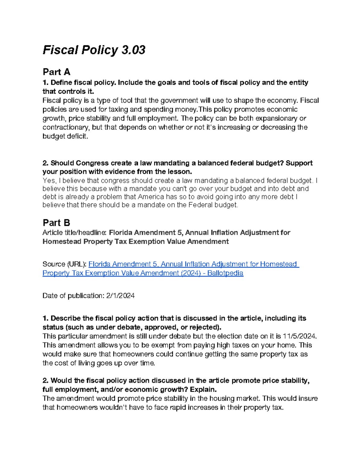 3.03 Fiscal Policy - Economics Assignment on Government Budget ...