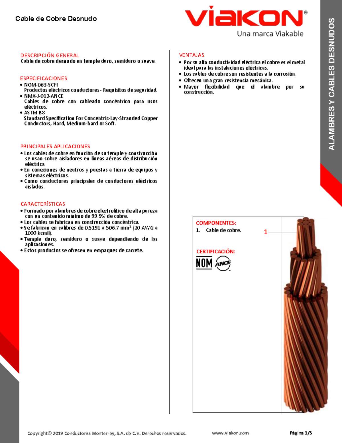 Cablede Cobre Desnudo - ficha tecnica - Cable de Cobre Desnudo ALAMBRES Y CABLES DESNUDOS - Studocu