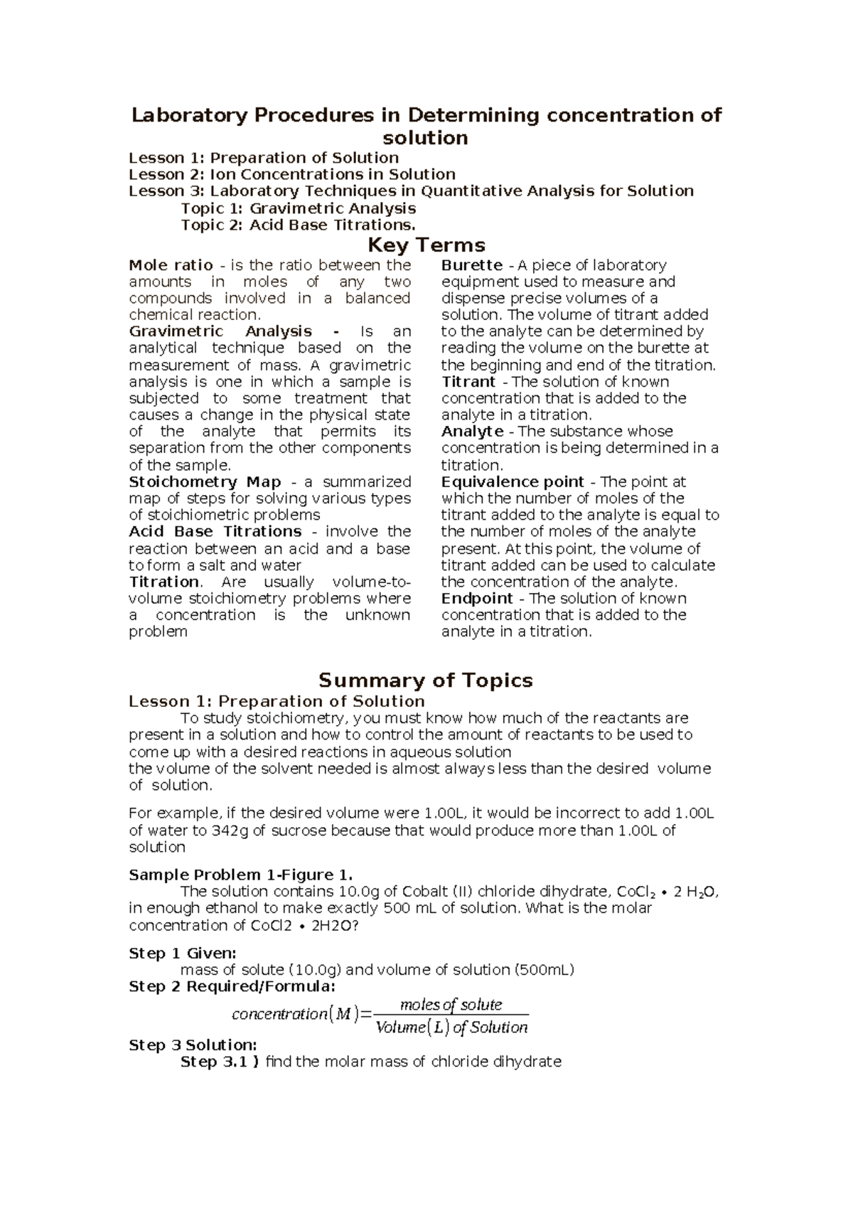 Title: CHEM 202: Solution Chemistry - Lab Lessons on Concentration ...