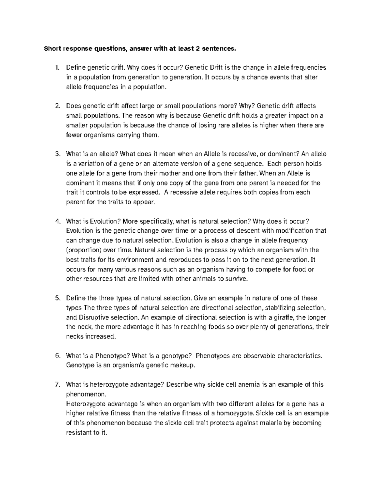 Genetic Drift Lab Assignment: Understanding Genetic Variation and ...