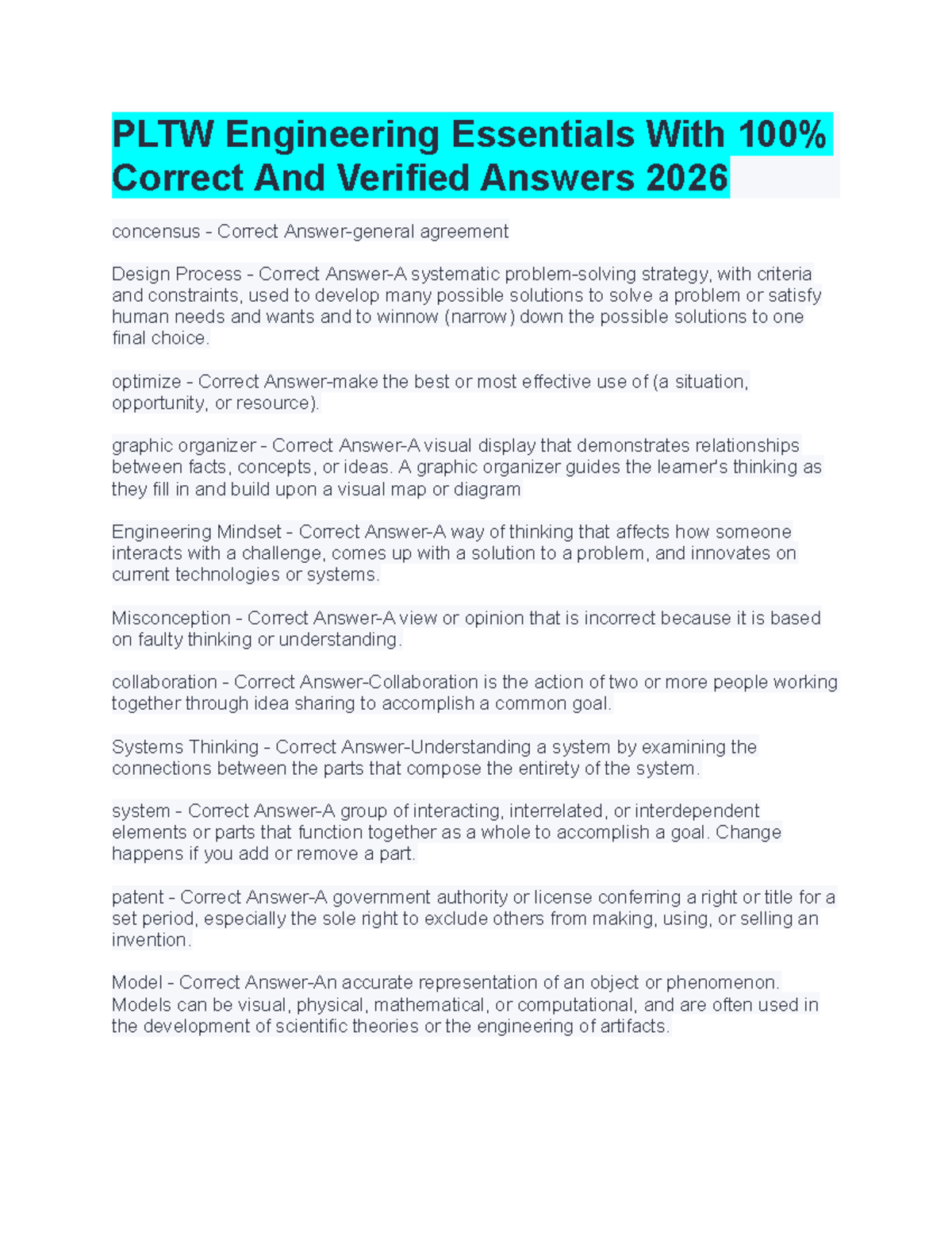 PLTW Engineering Essentials: Key Concepts and Definitions for 2026 ...