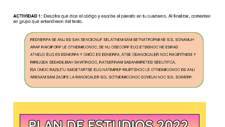 Actividad 1: Descifrado de Código y Reflexión en Grupo - Socioemocional ...