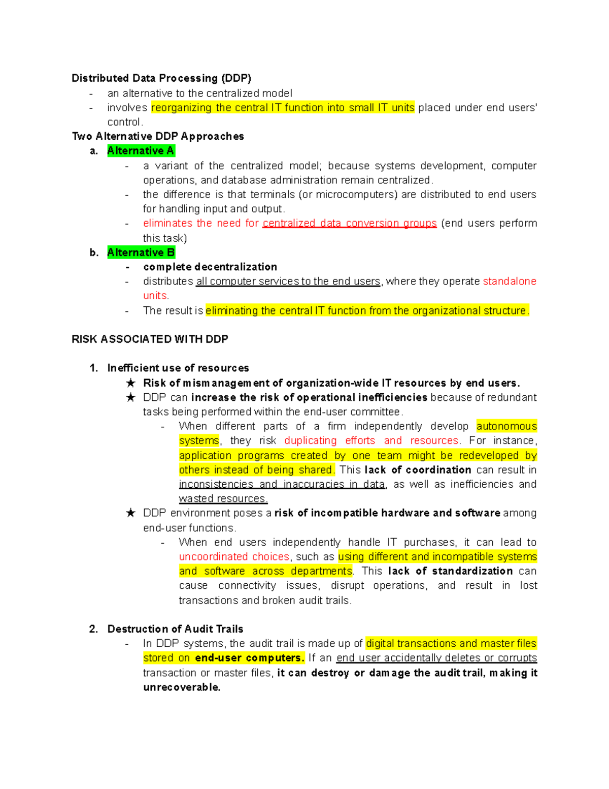 CIS - Chapter 2 - Distributed Data Processing Insights and Risks - Studocu