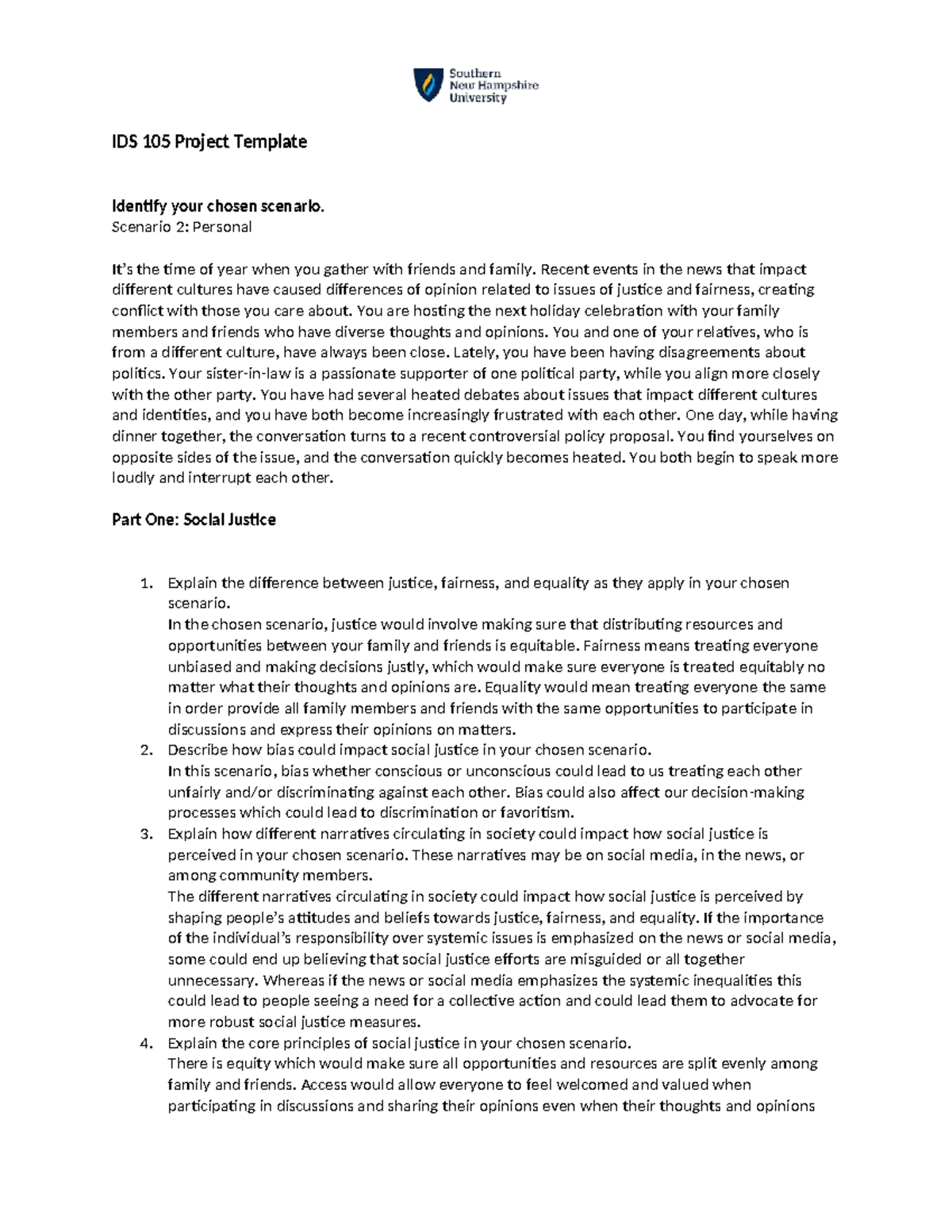 IDS 105 Project Part One: Navigating Social Justice & Cultural Fluency ...