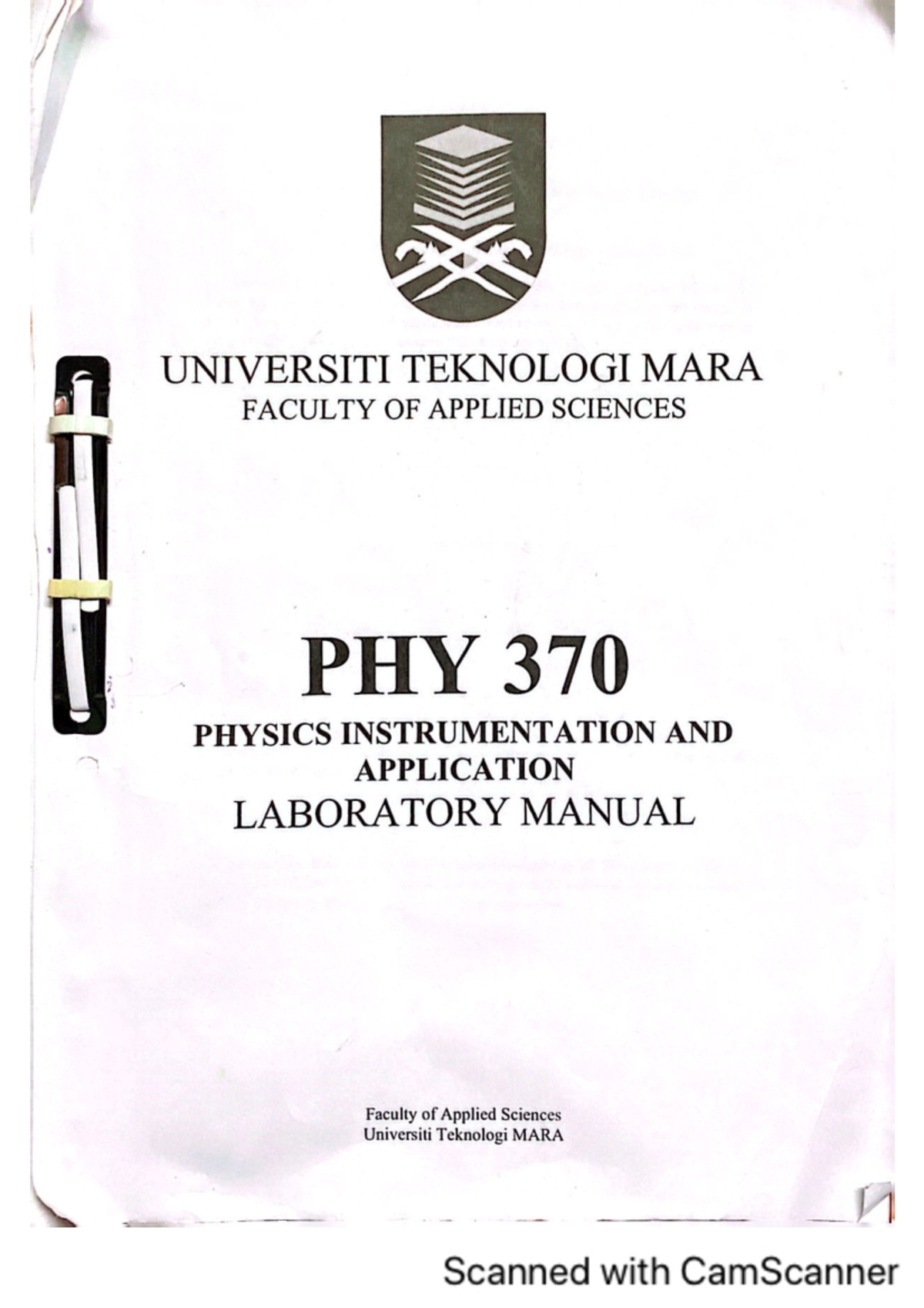 Lab Manual: PHY370 Physics Instrumentation & Applications Lab - Studocu