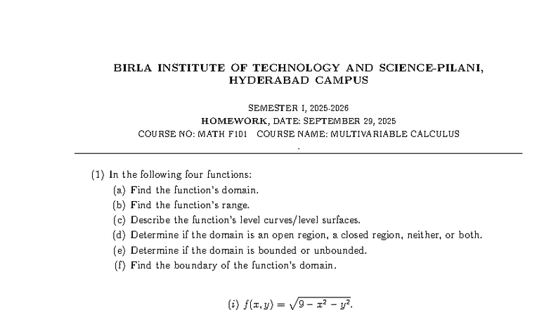 MATH F101 SEM I MULTIVARIABLE CALCULUS TUTORIALS 1-12 PRACTICE - Studocu