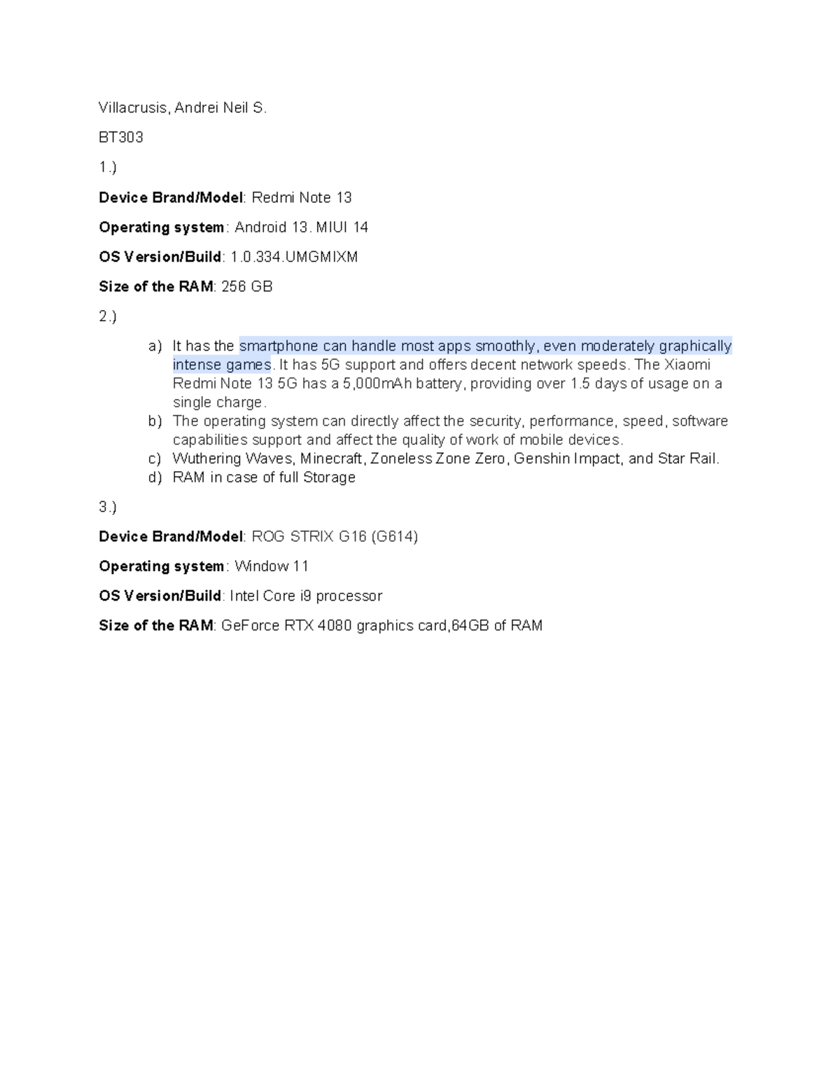 Villacrusis OS - yay - Villacrusis, Andrei Neil S. BT 1.) Device Brand ...