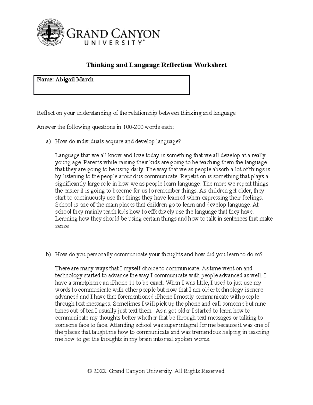 PHI105.T5 Reflection Worksheet on Thinking and Language Concepts - Studocu