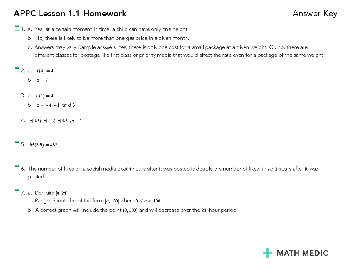 APPC Lesson 1.1 Homework Answer Key and Solutions - Studocu