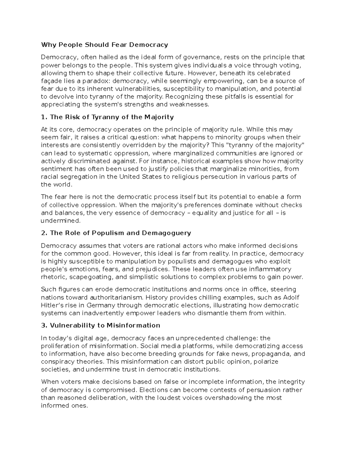 Why People Should Fear Democracy - Why People Should Fear Democracy ...
