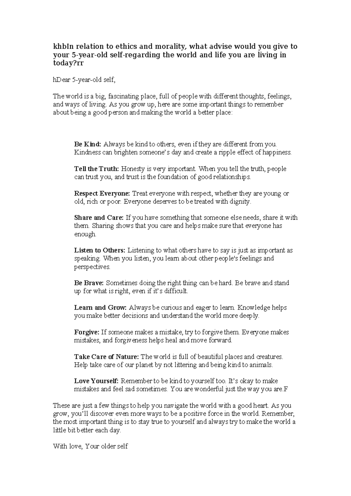In relation to ethics and morality - As you grow up, here are some ...
