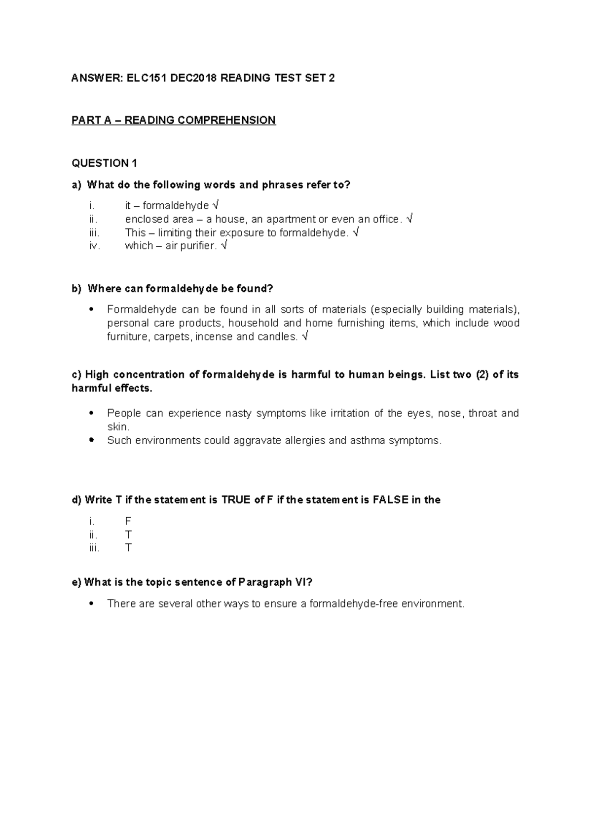 ELC151 JUNE2018 Reading Test Set 2: Comprehension & Analysis - Studocu