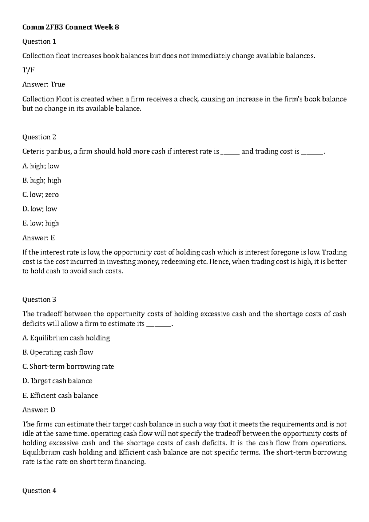 Comm 2FB3 Week 8 Connect Study Qs & Answers for Exams - Studocu