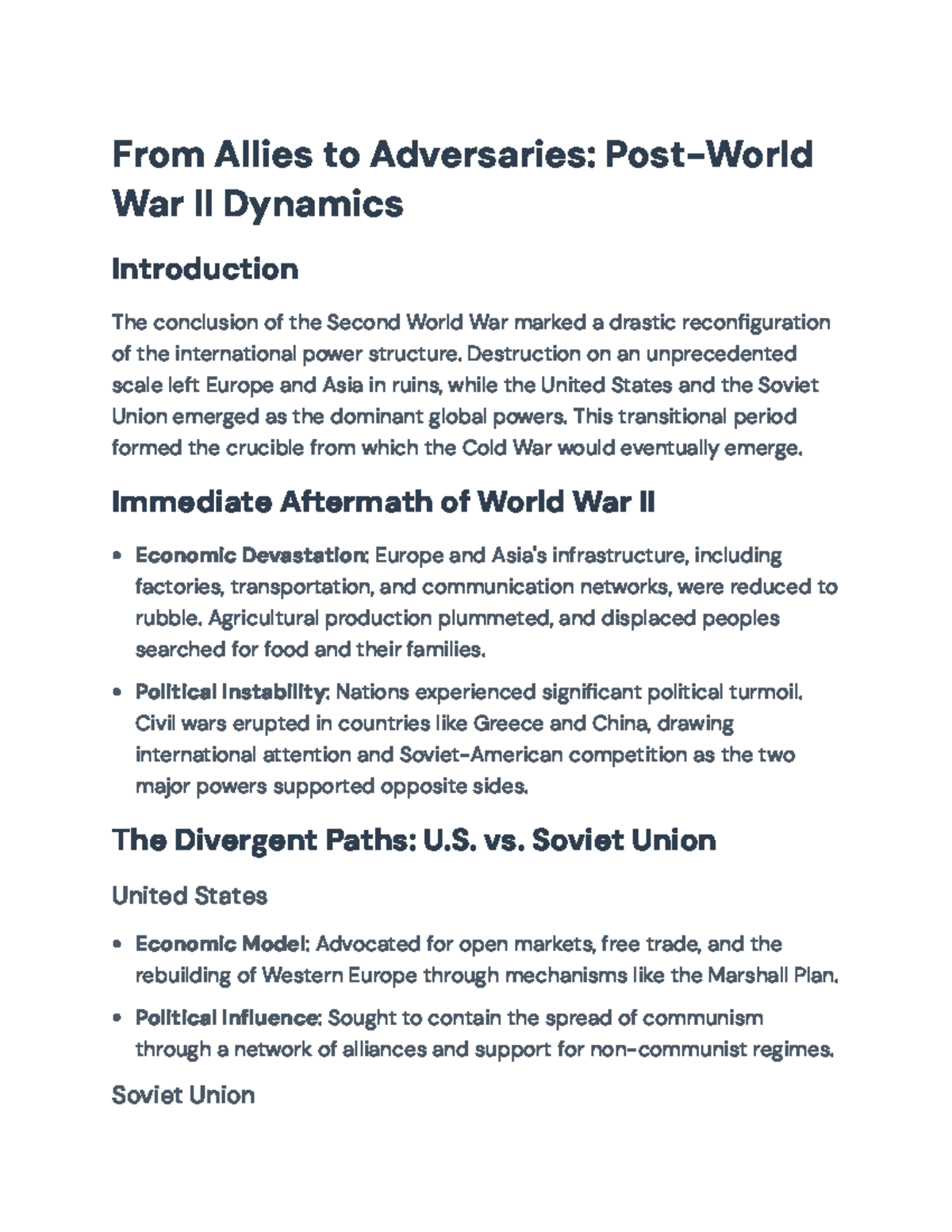 Post-WWII Geopolitics: From Allies to Cold War Adversaries - From ...