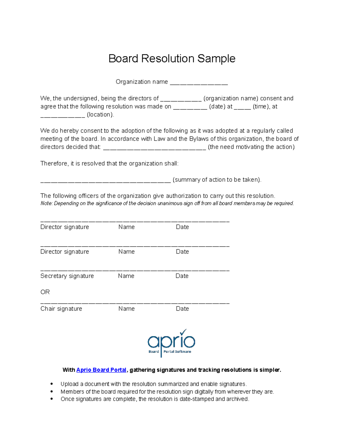 Board Resolution Template for Organizational Decisions - Studocu