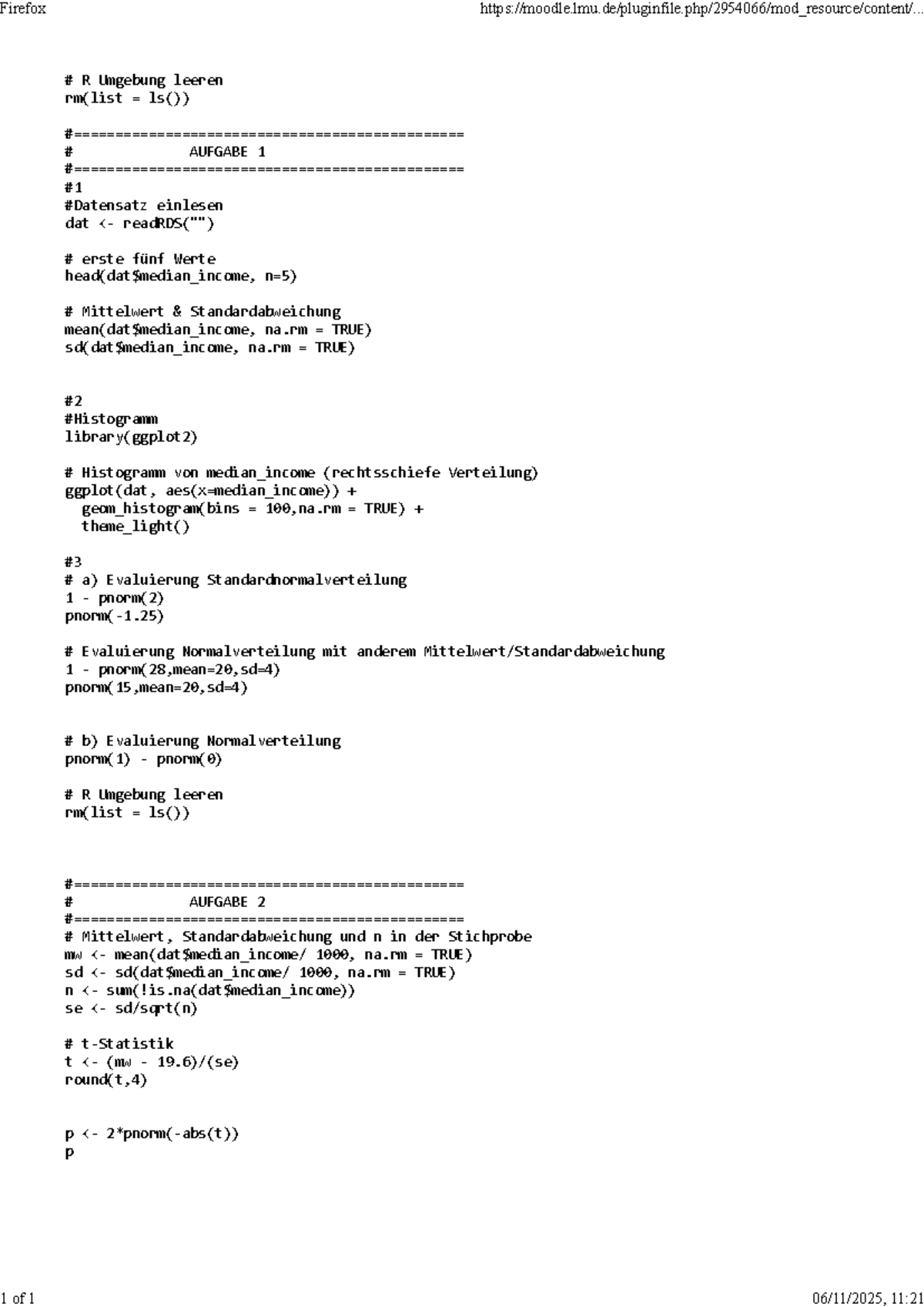 Code 2 - code - R Umgebung leeren rm(list = ls
