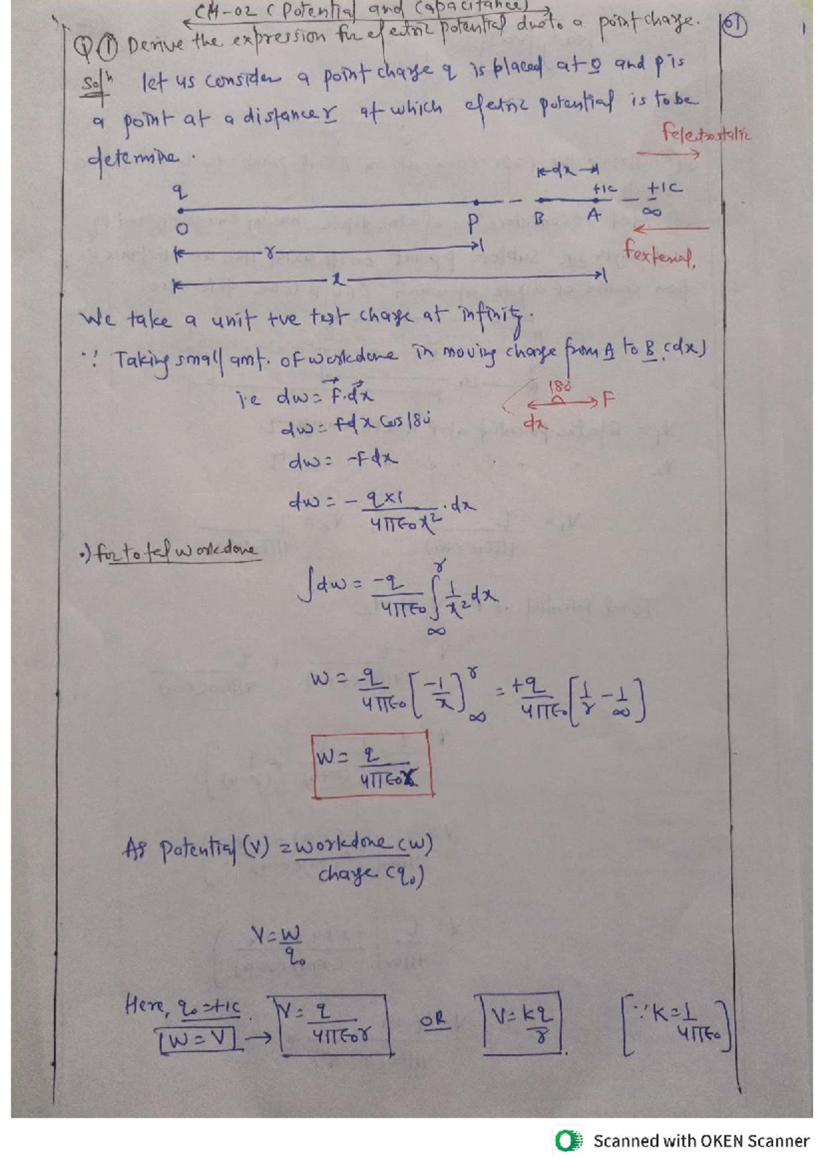 Important Derivations for Electric Potential and Capacitance (PHYS 101 ...