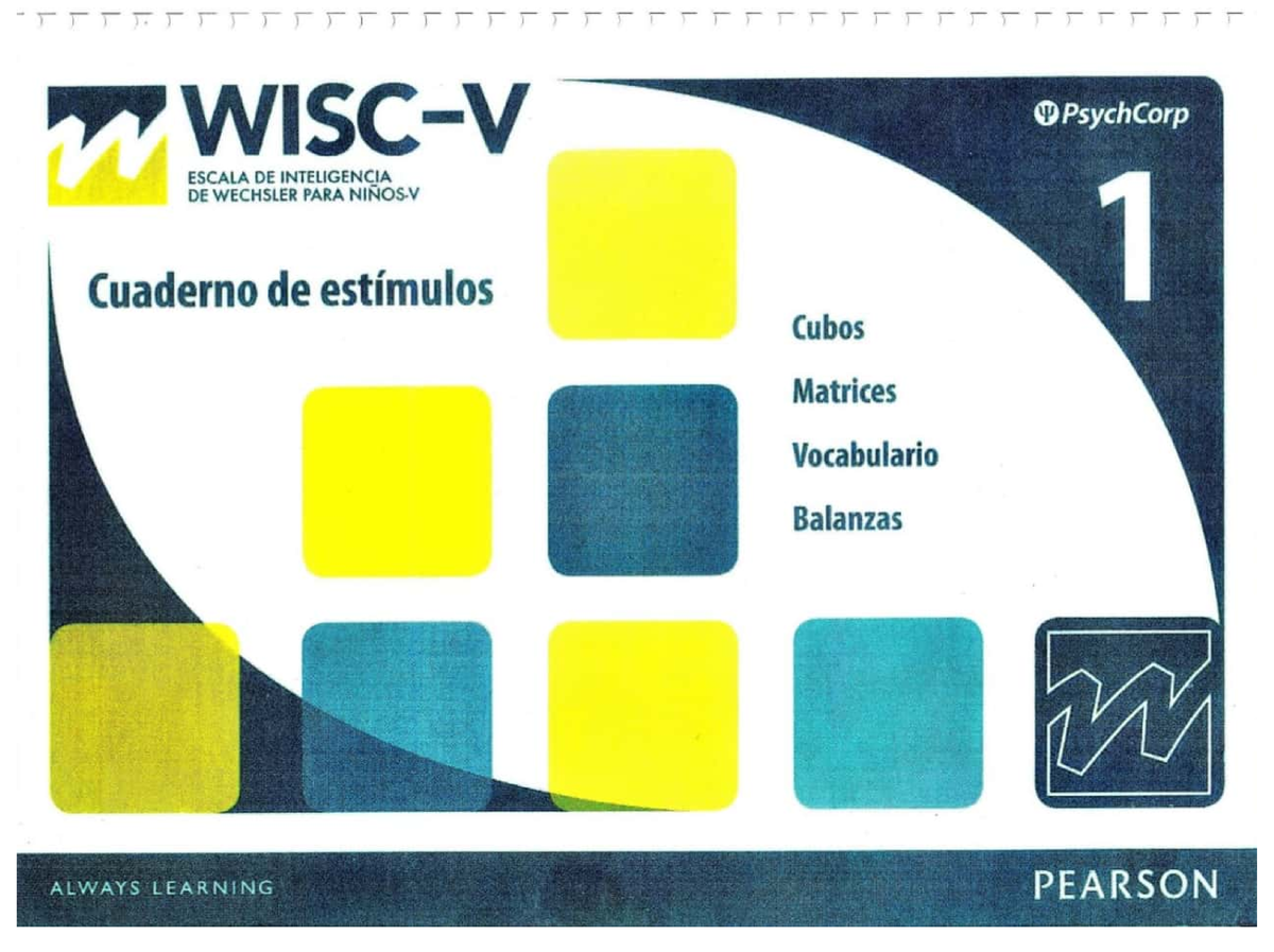 Toaz - CUADERNILLO DE ESTIMULO 1 WISC V - PsychCorp ESCALA DE ...