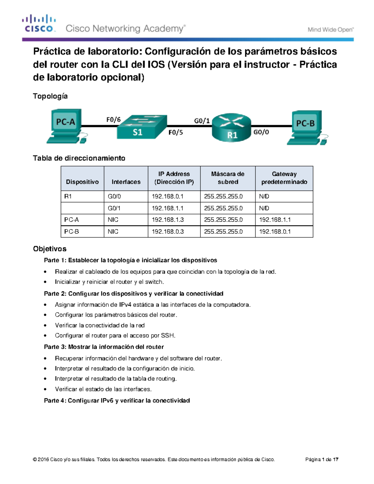 1.1.4.6 Lab - Configuración Básica del Router con IOS CLI para CCNA ...