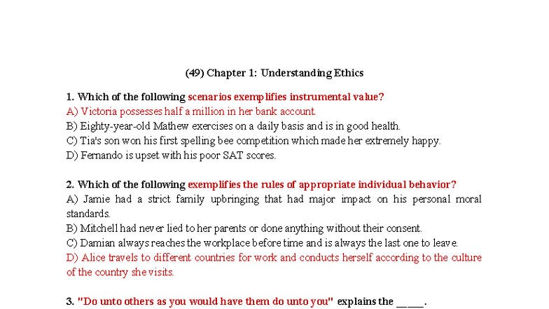 (49) Chapter 1: Understanding Business Ethics and Moral Standards - Studocu