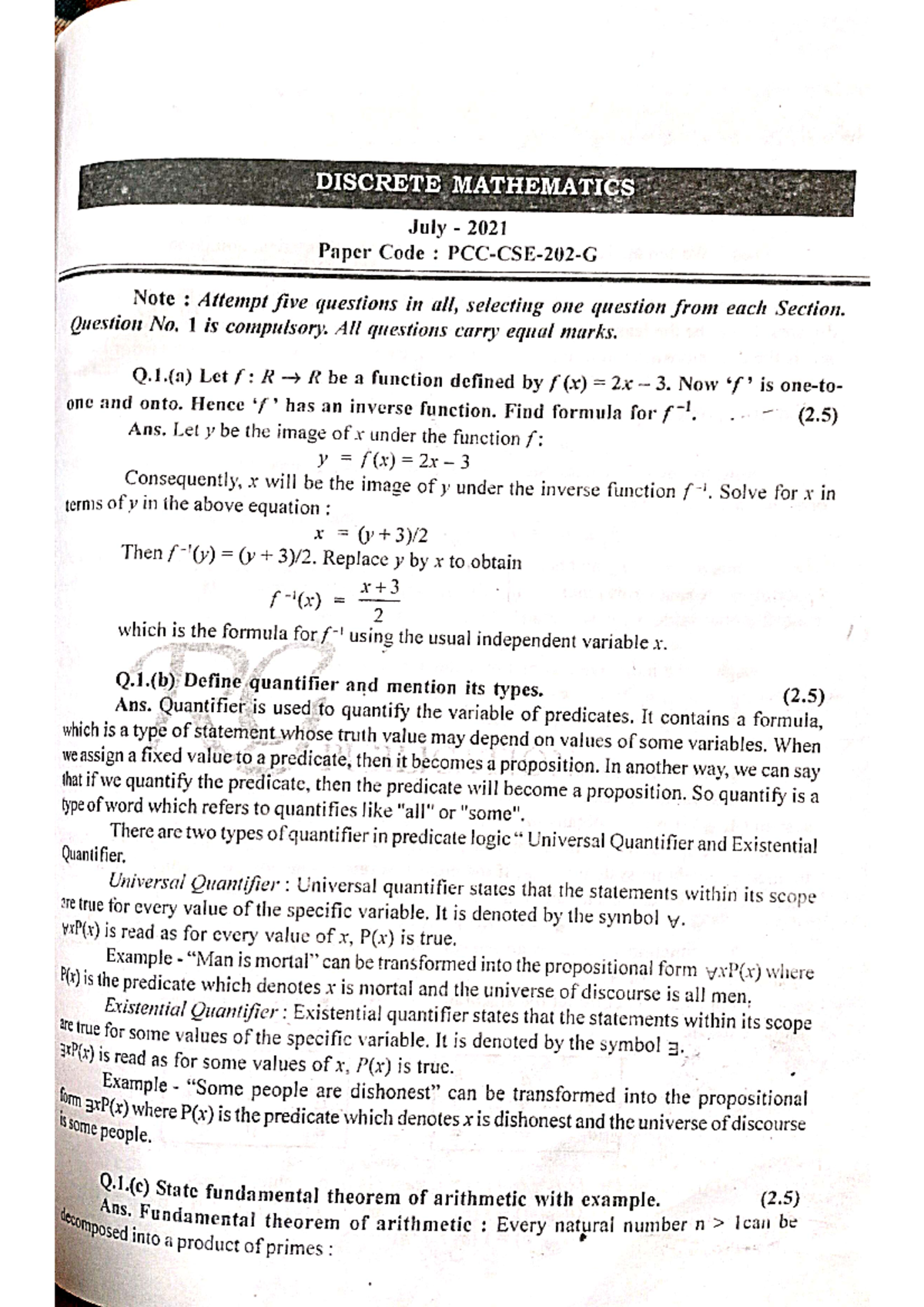 Maths RG - Mathematics RG - DISCRETE MATHEMATICS Paper Code : PCC-CSE-202-G - Studocu
