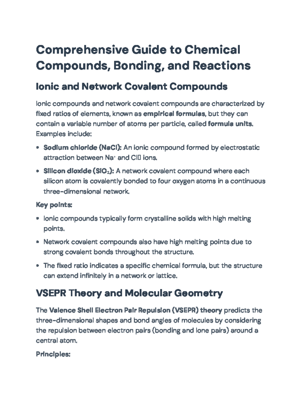 Comprehensive Chemistry Overview: Compounds, Bonding, and Reactions ...