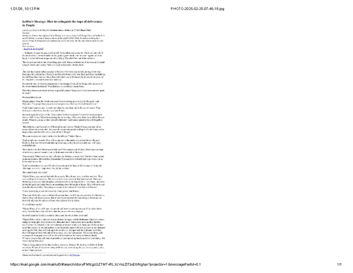 Kamsa's Strategy: Extinguishing Hope in Krishnavatara Mythology - Studocu