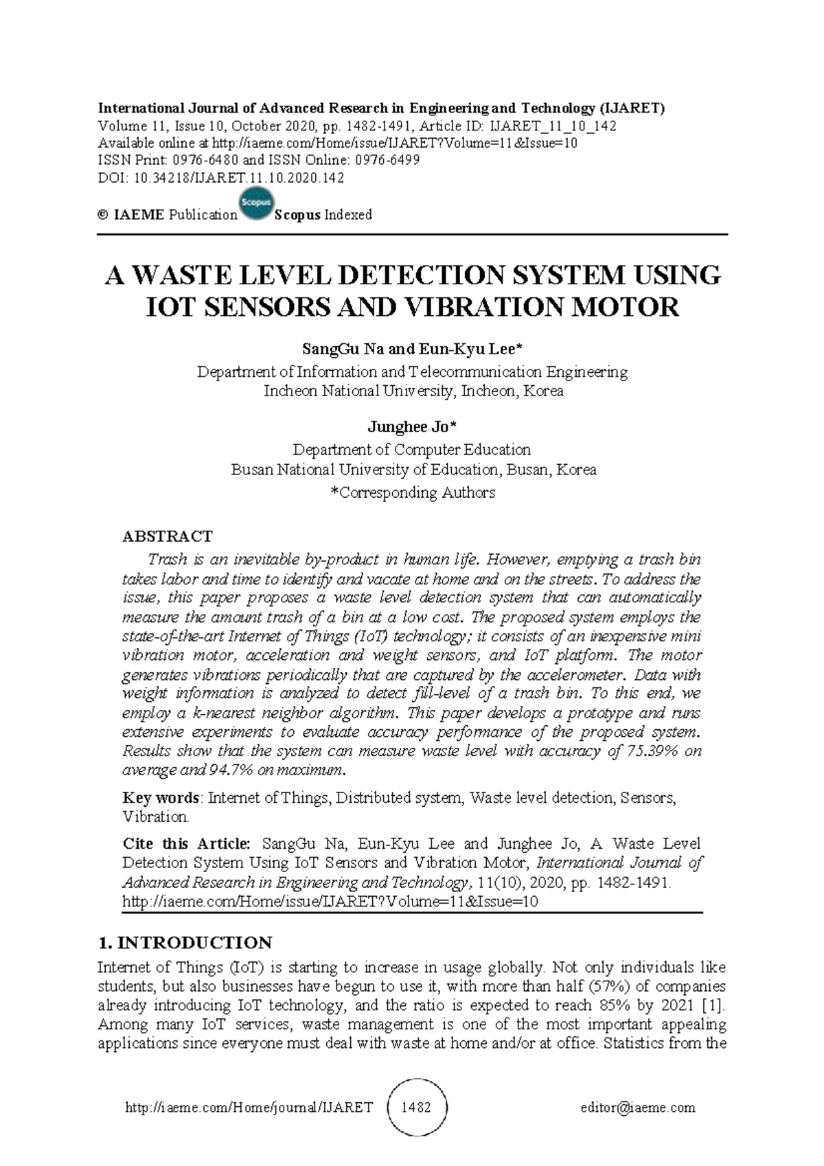 Final Exam: A Waste Level Detection System Using IoT Sensors - Studocu