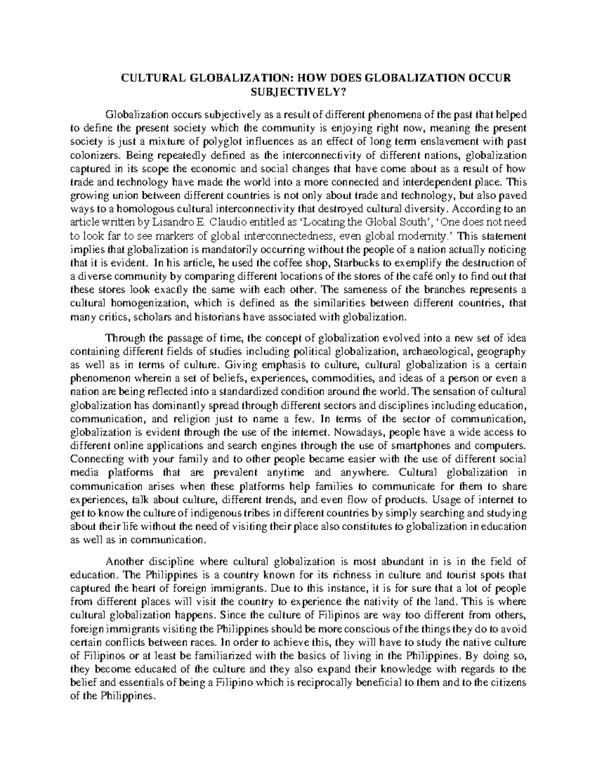 Cultural Globalization: Understanding Its Subjective Impact on Society ...