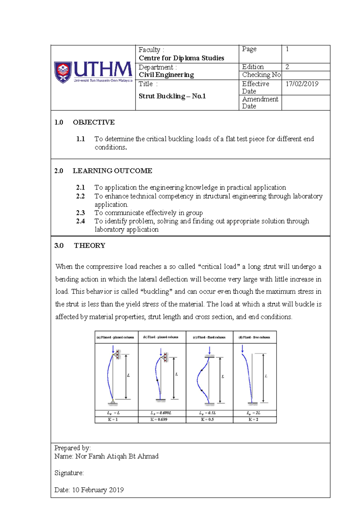 The experiment of strut buckling mechanics of material civil ...
