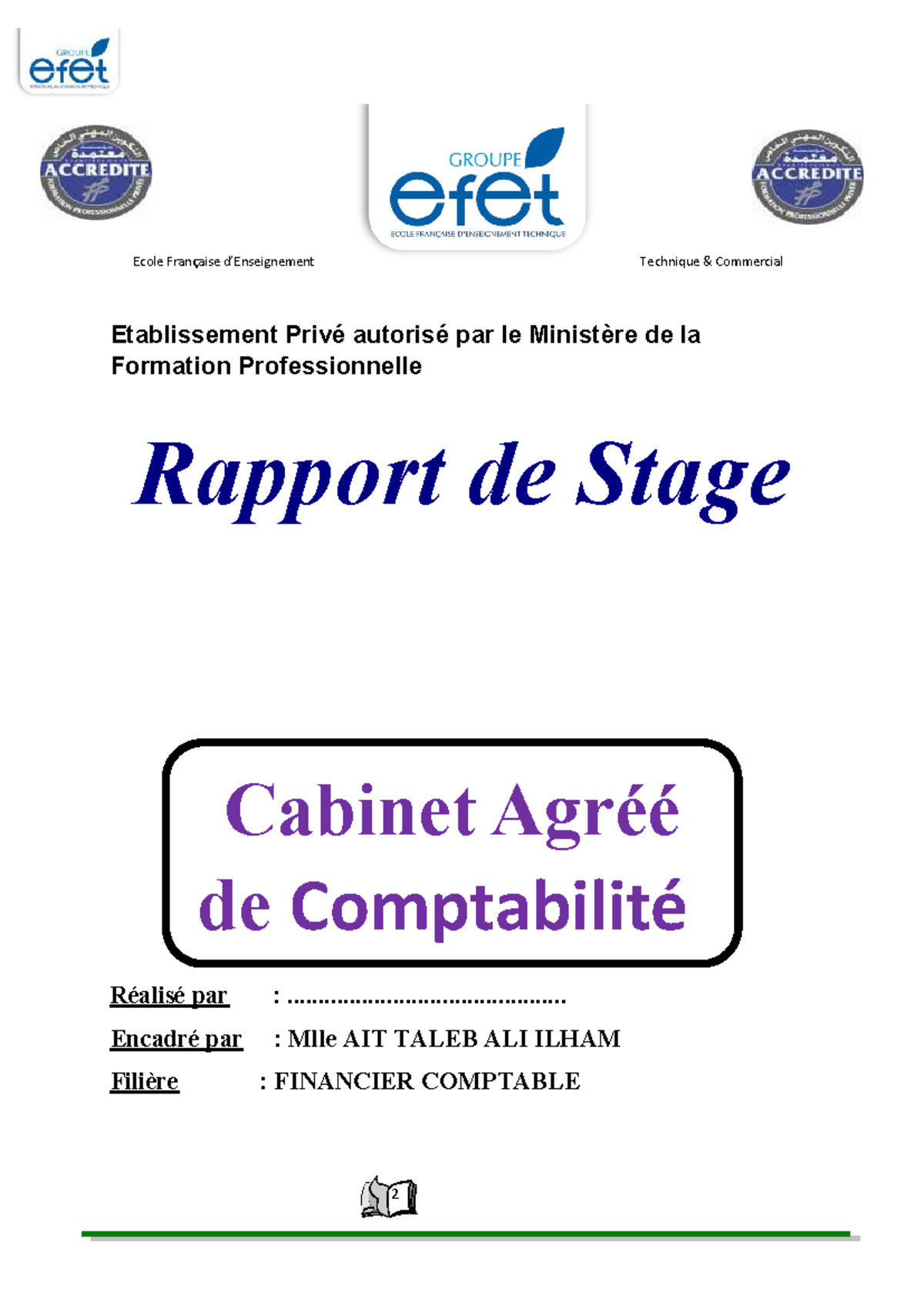 Rapport de Stage en Comptabilité - FINANCIER COMPTABLE 2 - Studocu